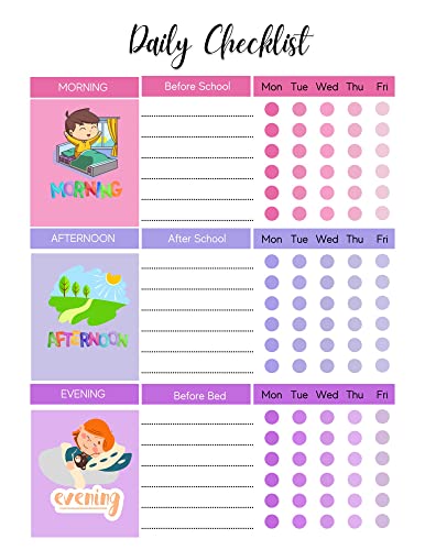 Kids Daily School Schedule Checklist, Printable, Digital Download ...